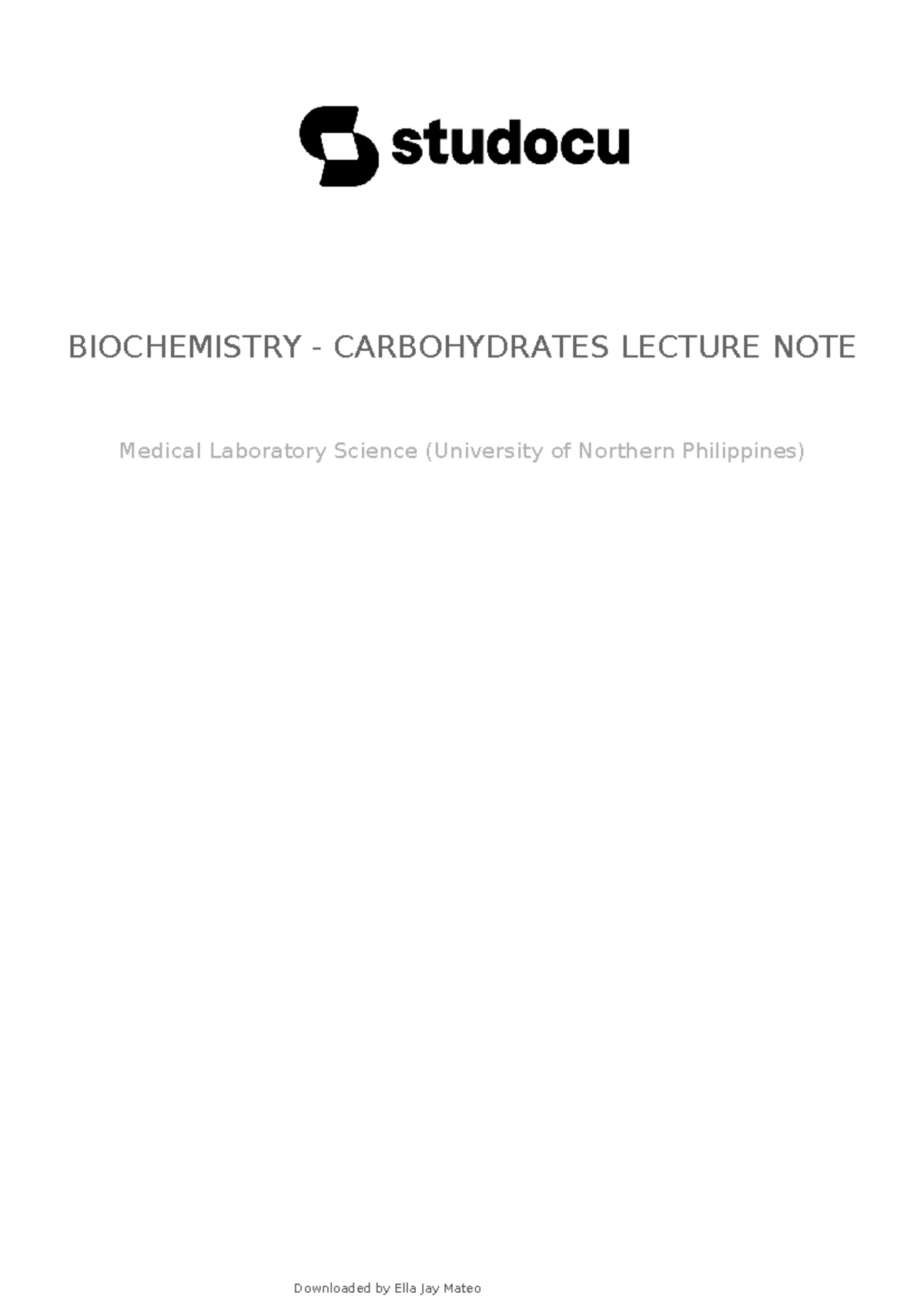 Carbohydrates - BIOCHEMISTRY - CARBOHYDRATES LECTURE NOTE Medical ...