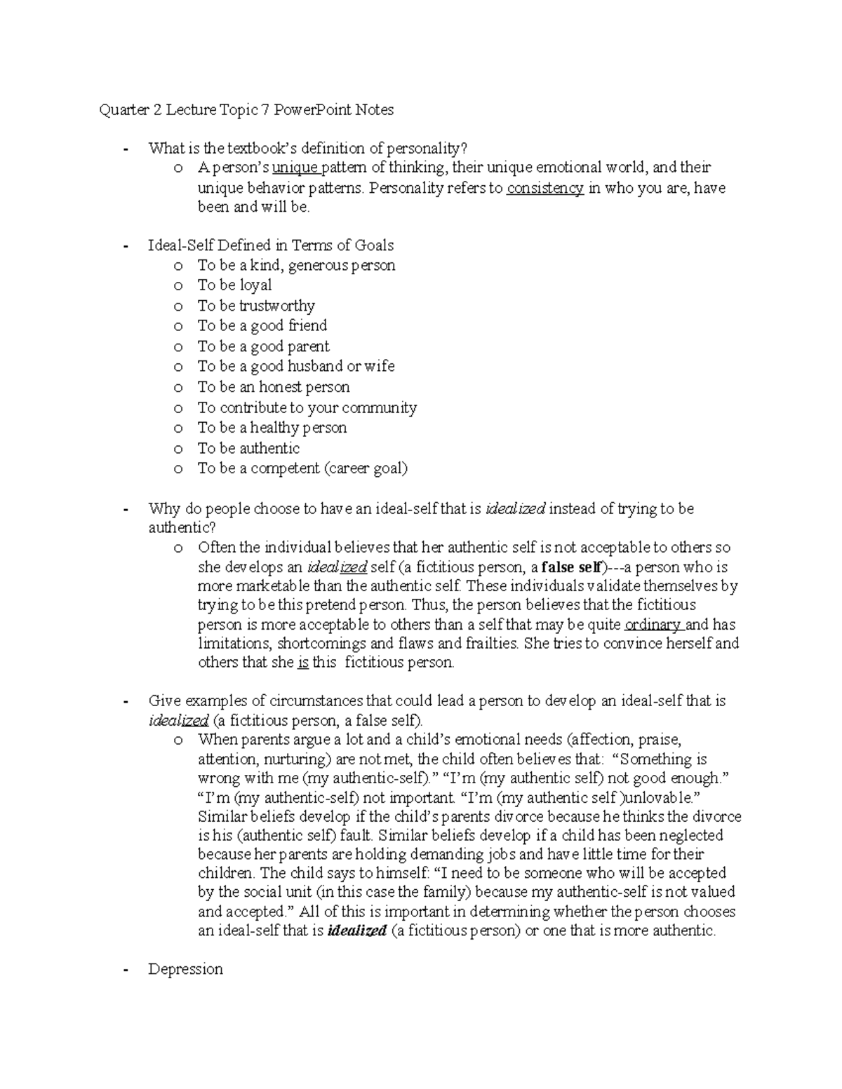 PSY110 Quarter 2 Lecture Topic 7 PowerPoint Notes - Quarter 2 Lecture ...