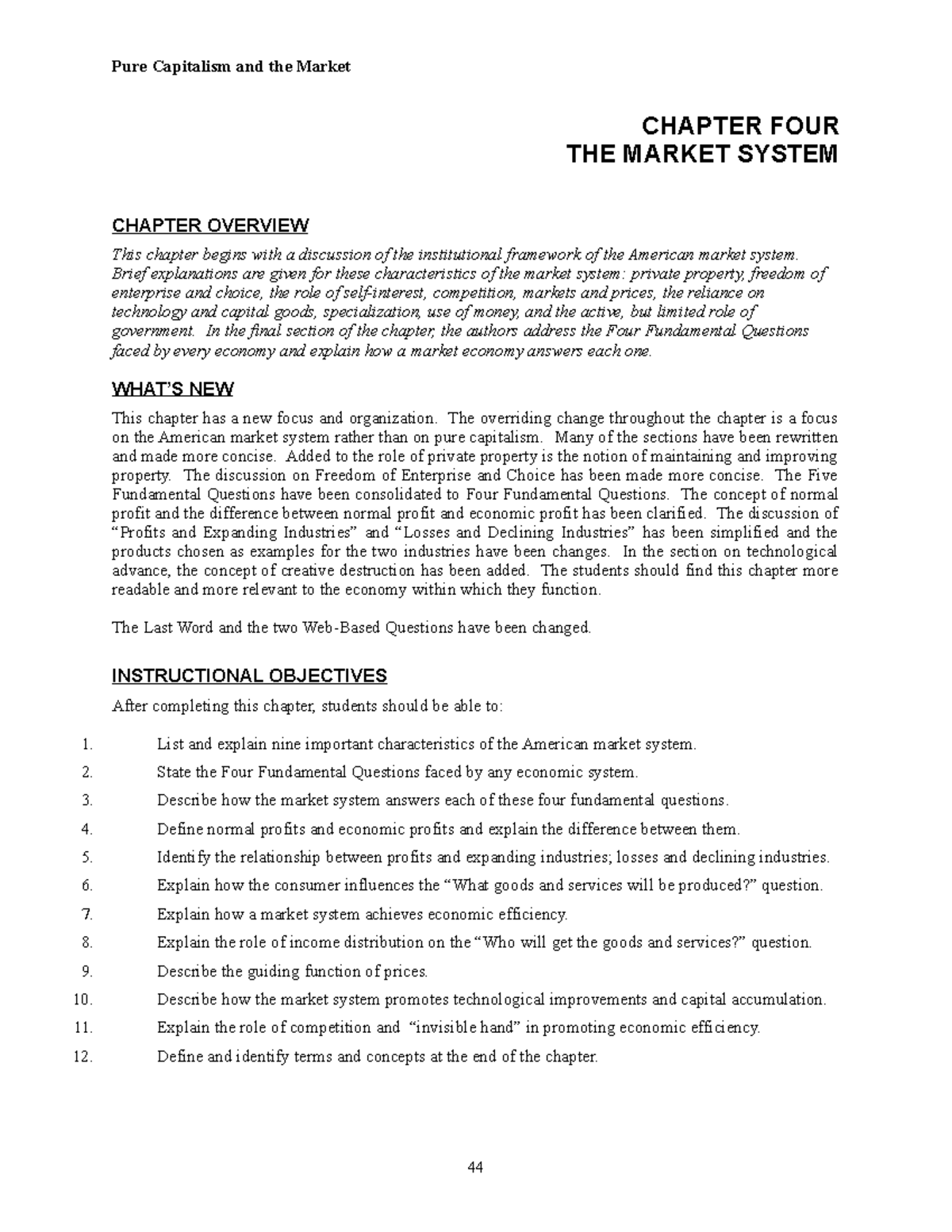Chap 04 - ANS and QUES - CHAPTER FOUR THE MARKET SYSTEM CHAPTER ...