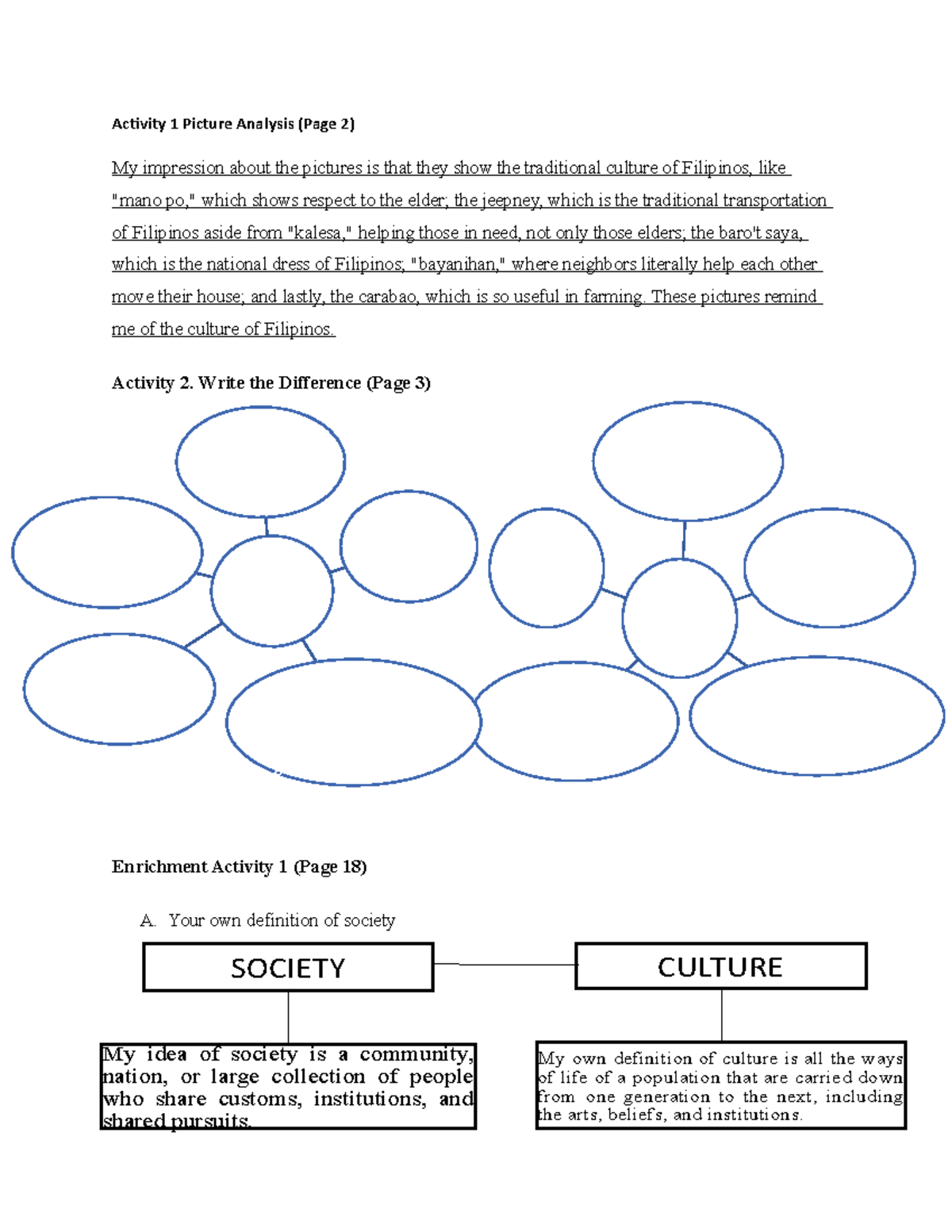 Module 2 Understanding the self - Activity 1 Picture Analysis (Page 2 ...