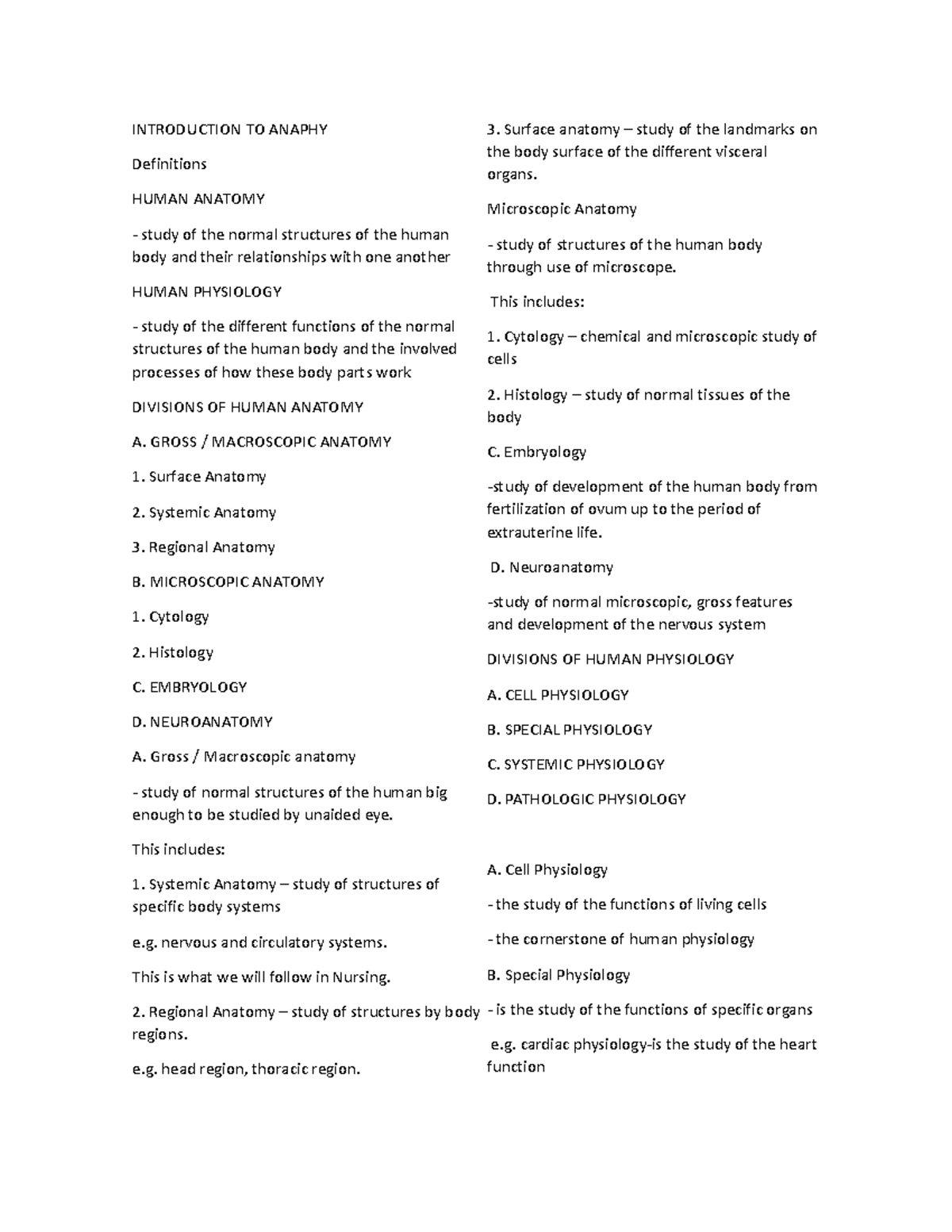 Anaphy Intro - REVIEWER - Surface anatomy – study of the landmarks on ...