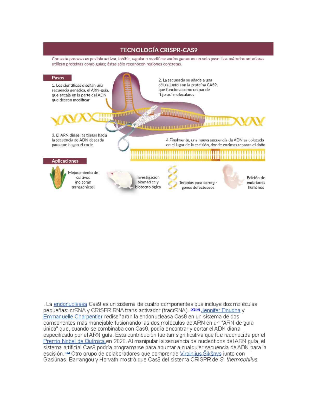 Borrador info crispr cas 90 - . La endonucleasa Cas9 es un sistema de ...