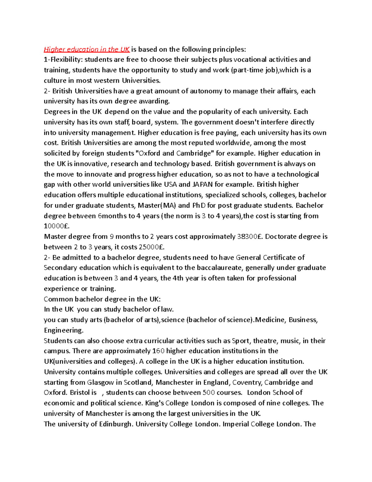 Highe%20education%20in%20the%20Uk - Higher education in the UK is based ...