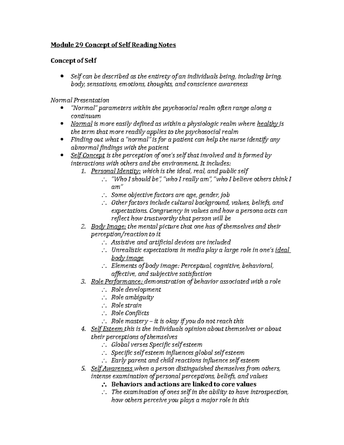 Module 29 Self Reading Notes - NUR 111 - Guilford Tech - Studocu