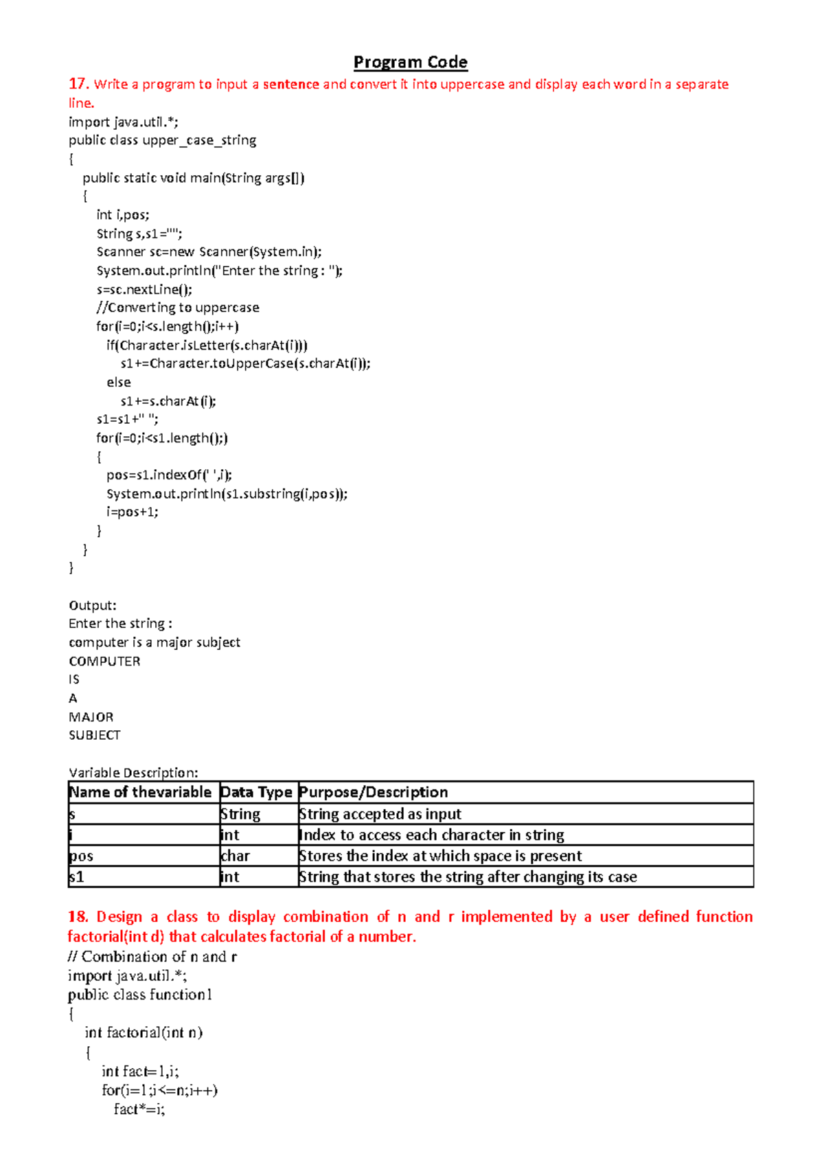 Program Code(Internal Assessment)- Class X) Part-2 - Program Code 17 ...