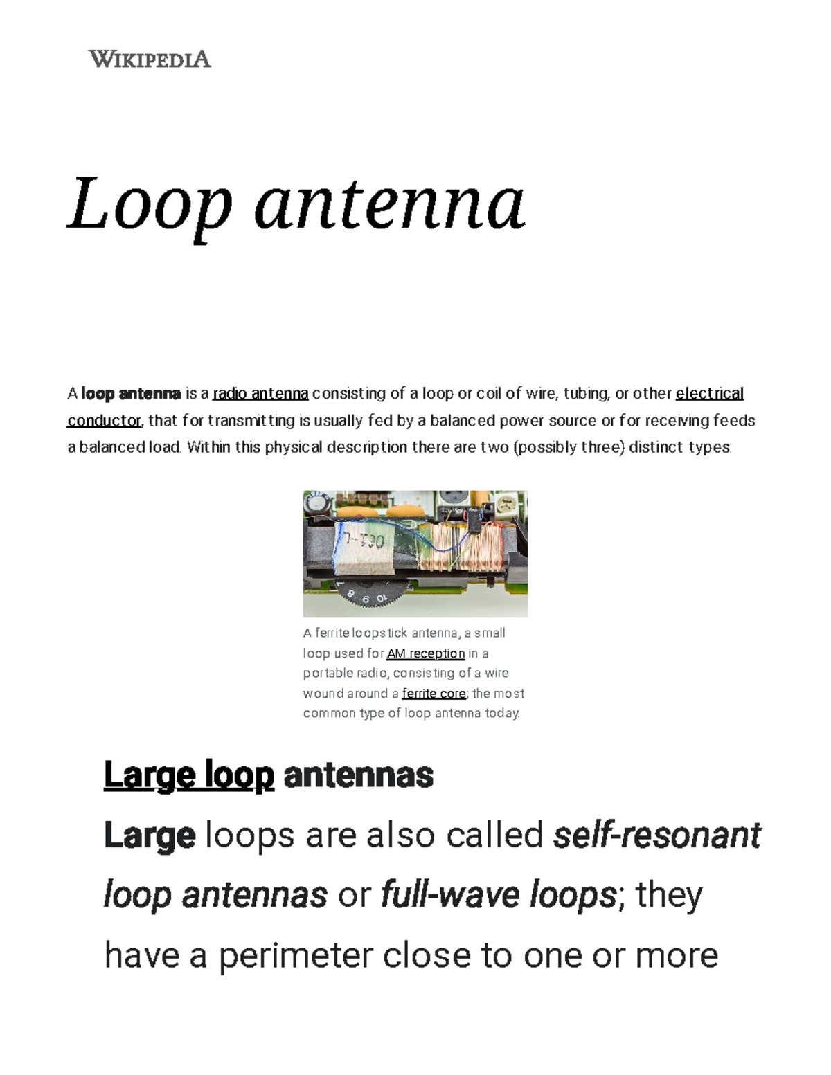 Loop antenna - Wikipedia - Loop antenna A loop antenna is a radio ant ...