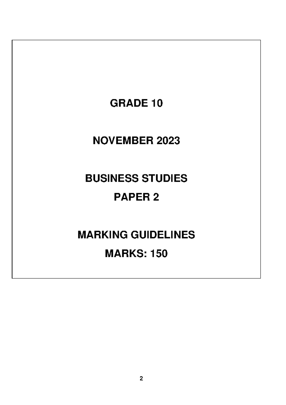 Grade 10 Business Studies P2 Final EXAM MG - GRADE 10 NOVEMBER 2023 ...