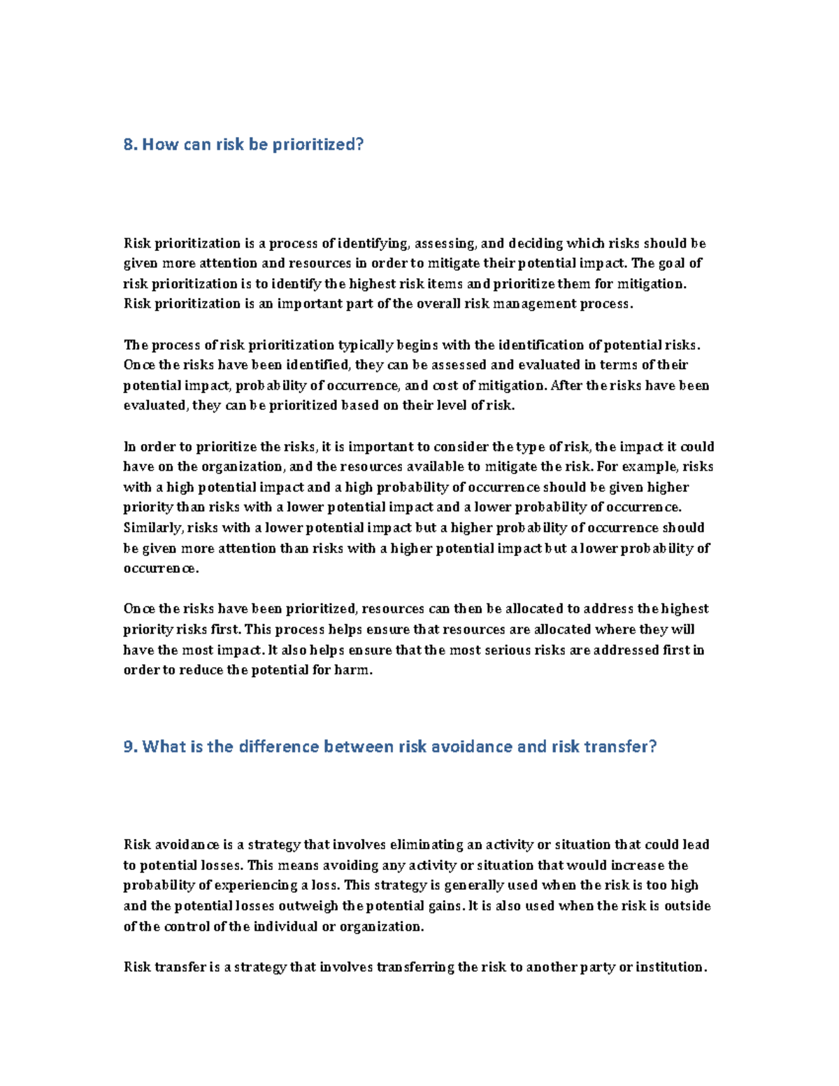 Risk management 2 - 8. How can risk be prioritized? Risk prioritization ...