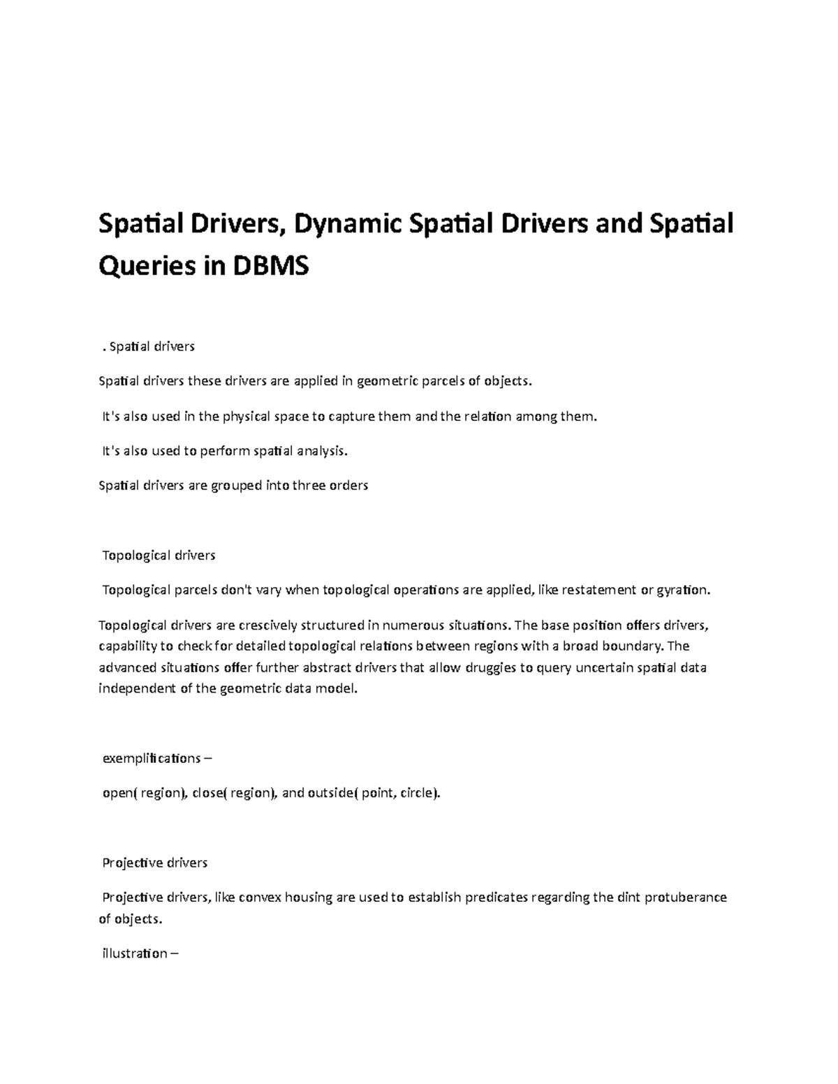 Spatial Drivers, Dynamic Spatial Drivers and Spatial Queries in DBMS ...