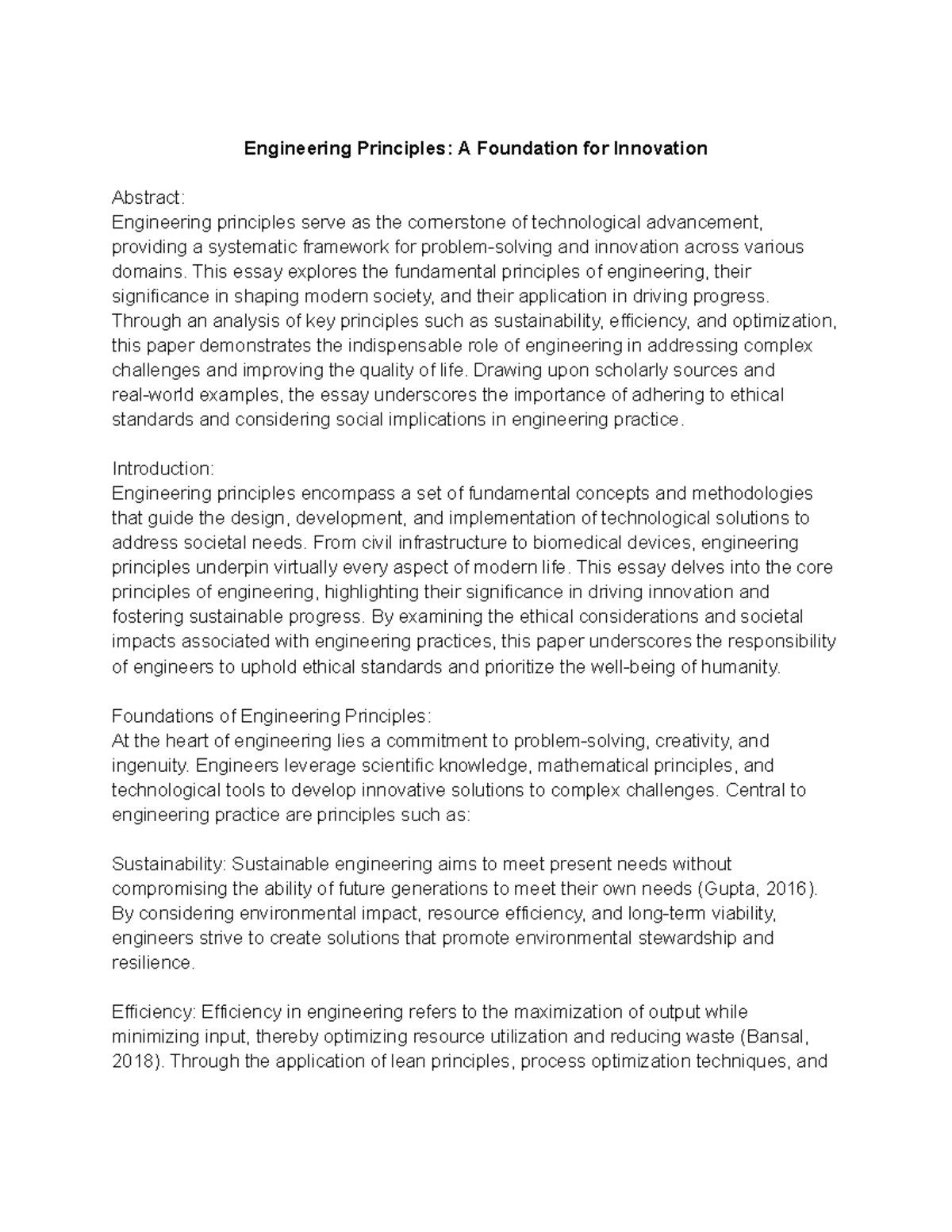Engineering Princples - ENG 181 - Engineering Principles: A Foundation ...