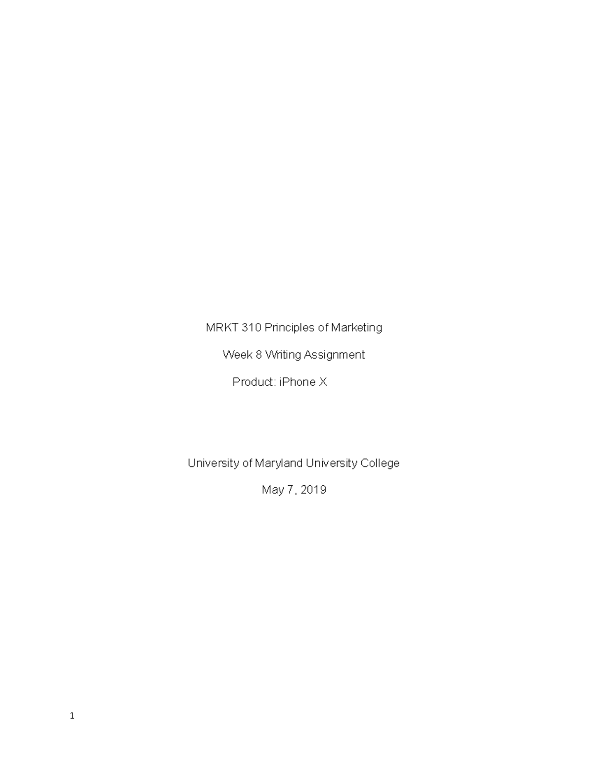 MRKT 310 Assignment 4 - MRTK 310 - MRKT 310 Principles of Marketing ...