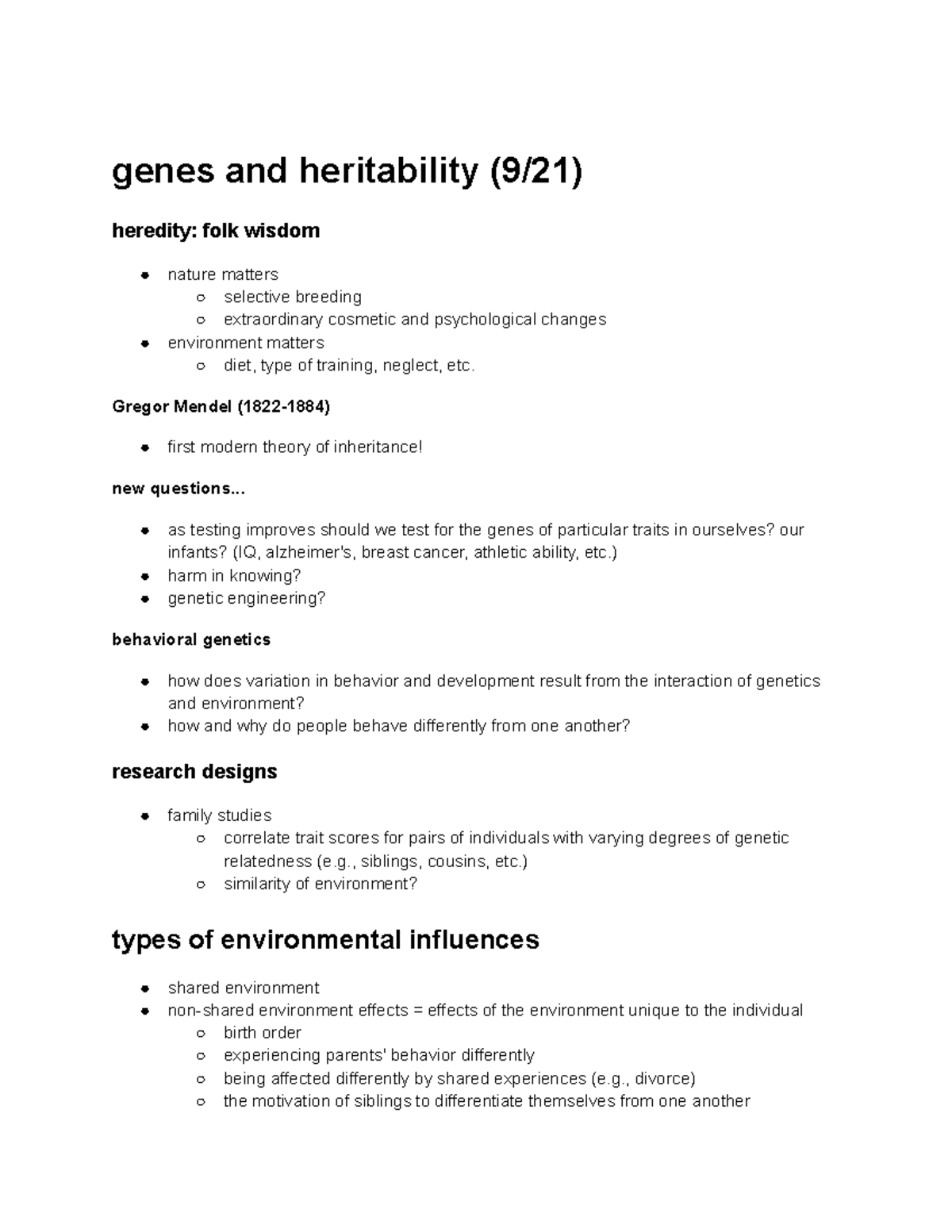 Genes and heritability - PSYCH 350 - UMass Amherst - Studocu