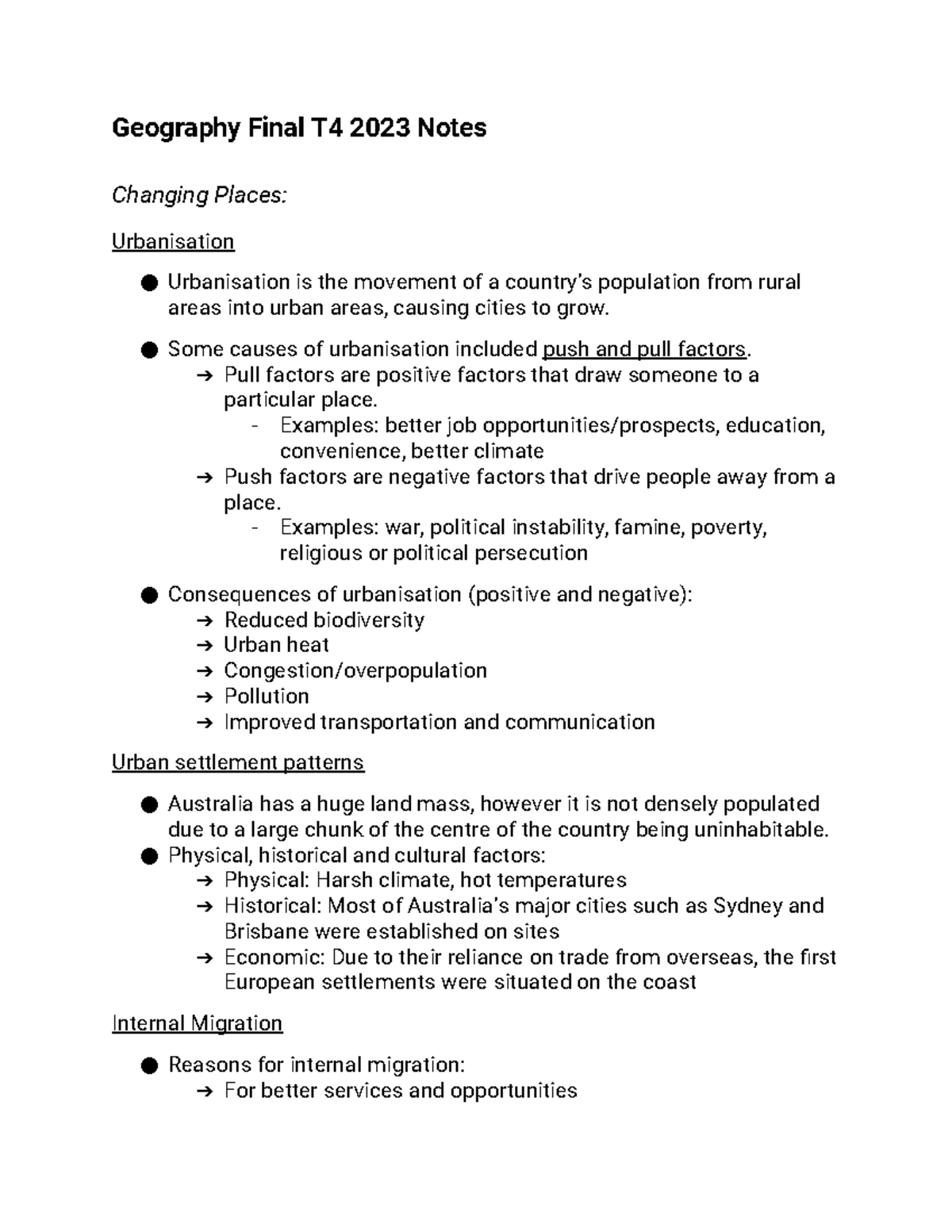 Geography Final Exam Sem 2 Year 9 2023 Notes - Geography Final T4 2023 ...