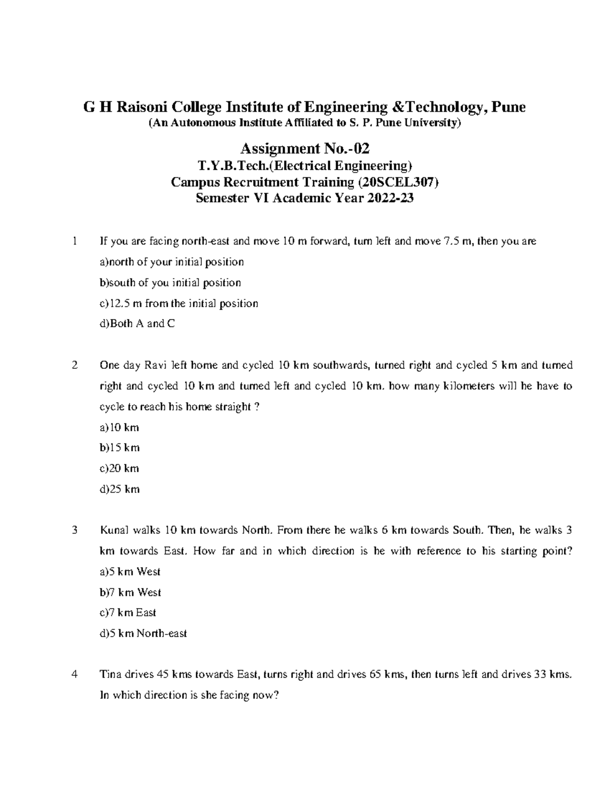 CRT Assignment No - UHV - G H Raisoni College Institute of Engineering &Technology, Pune (An ...