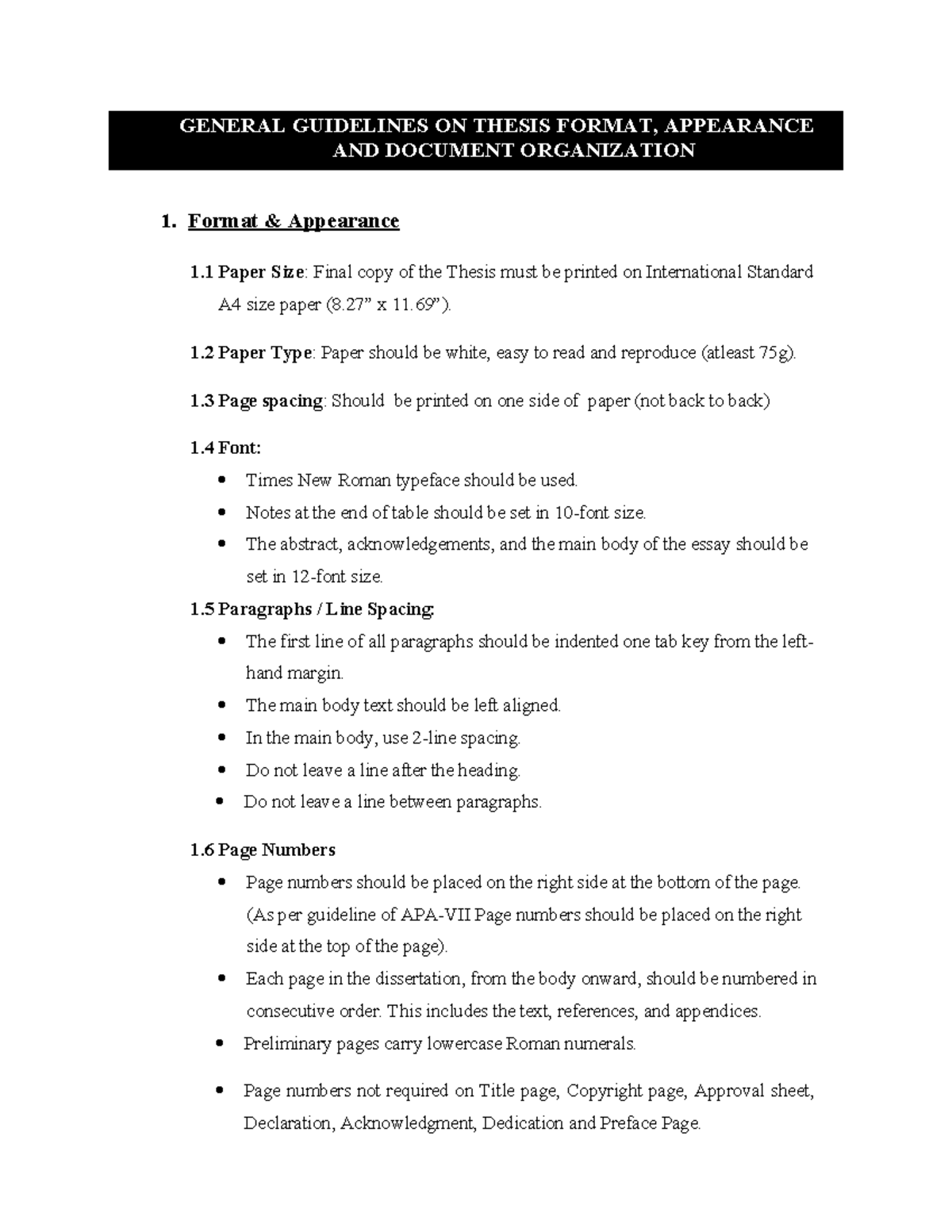 General Guidlines formatting - GENERAL GUIDELINES ON THESIS FORMAT ...