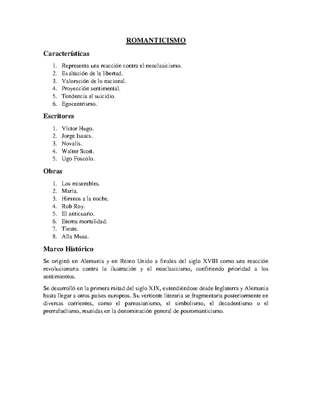 Apuntes sobre el Romanticismo - ROMANTICISMO Características Representa ...