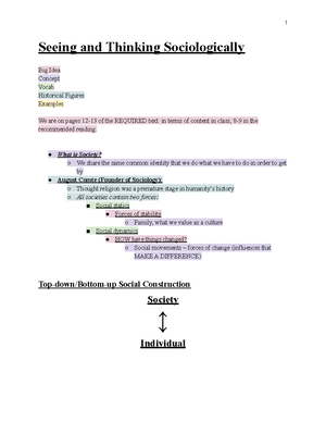 Intro to Sociology - The Social Construction - 1 Intro to Sociology ...