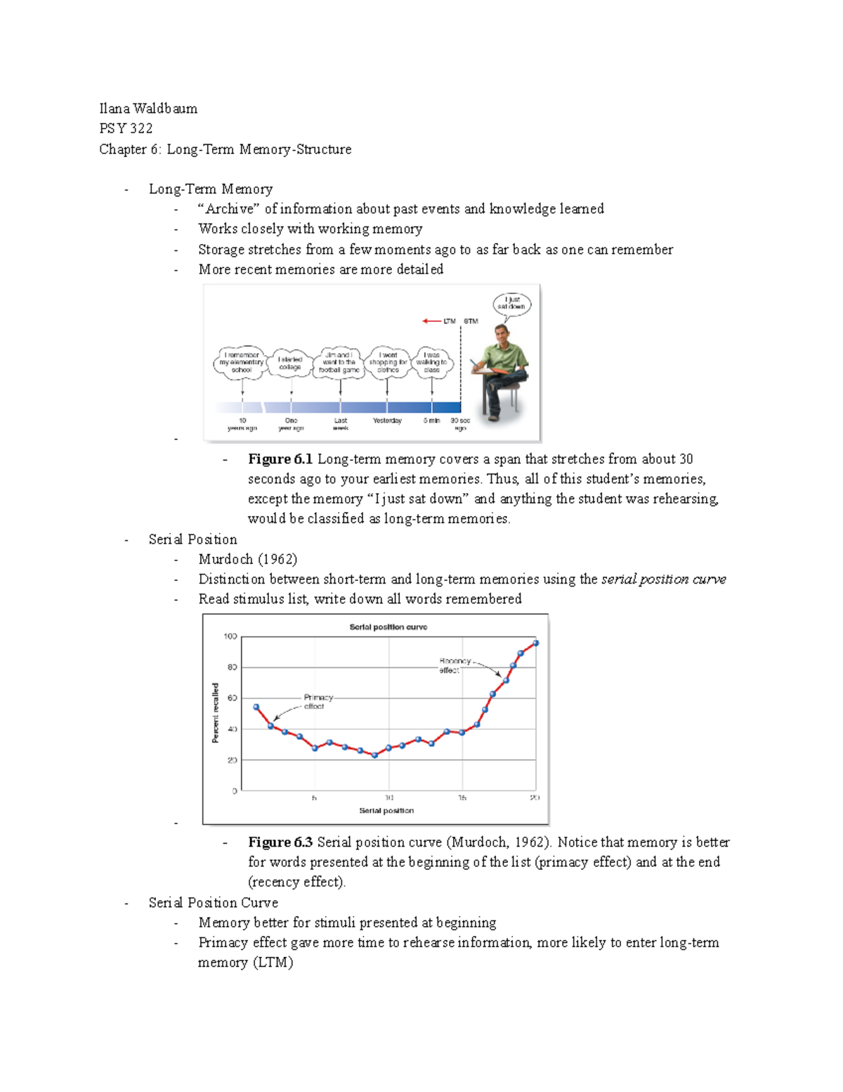 PSY 322 Chapter 6 Notes - Ilana Waldbaum PSY 322 Chapter 6: Long-Term ...