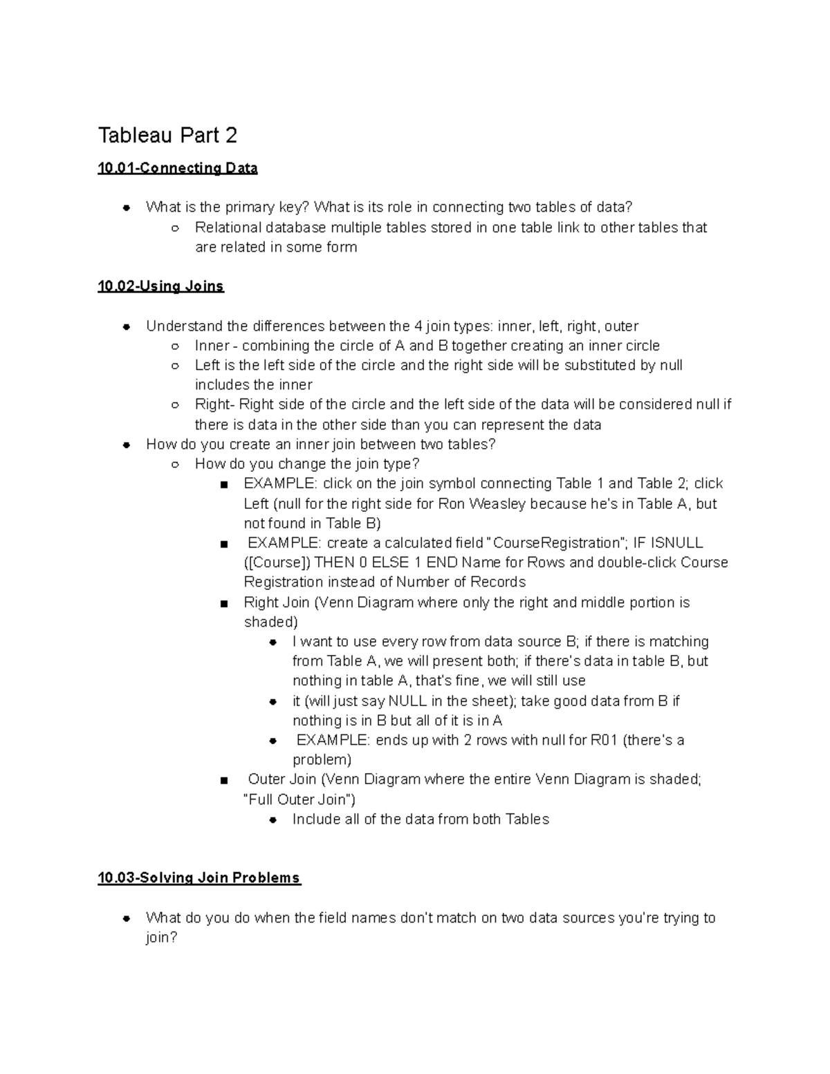 Week 10 - Tableau Part 2 - Tableau Part 2 10-Connecting Data What is the primary key? What is ...