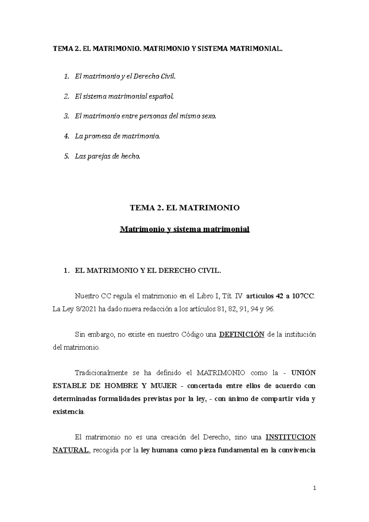 TEMA 2. Matrimonio Y Sistema Matrimonial - TEMA 2. EL MATRIMONIO ...