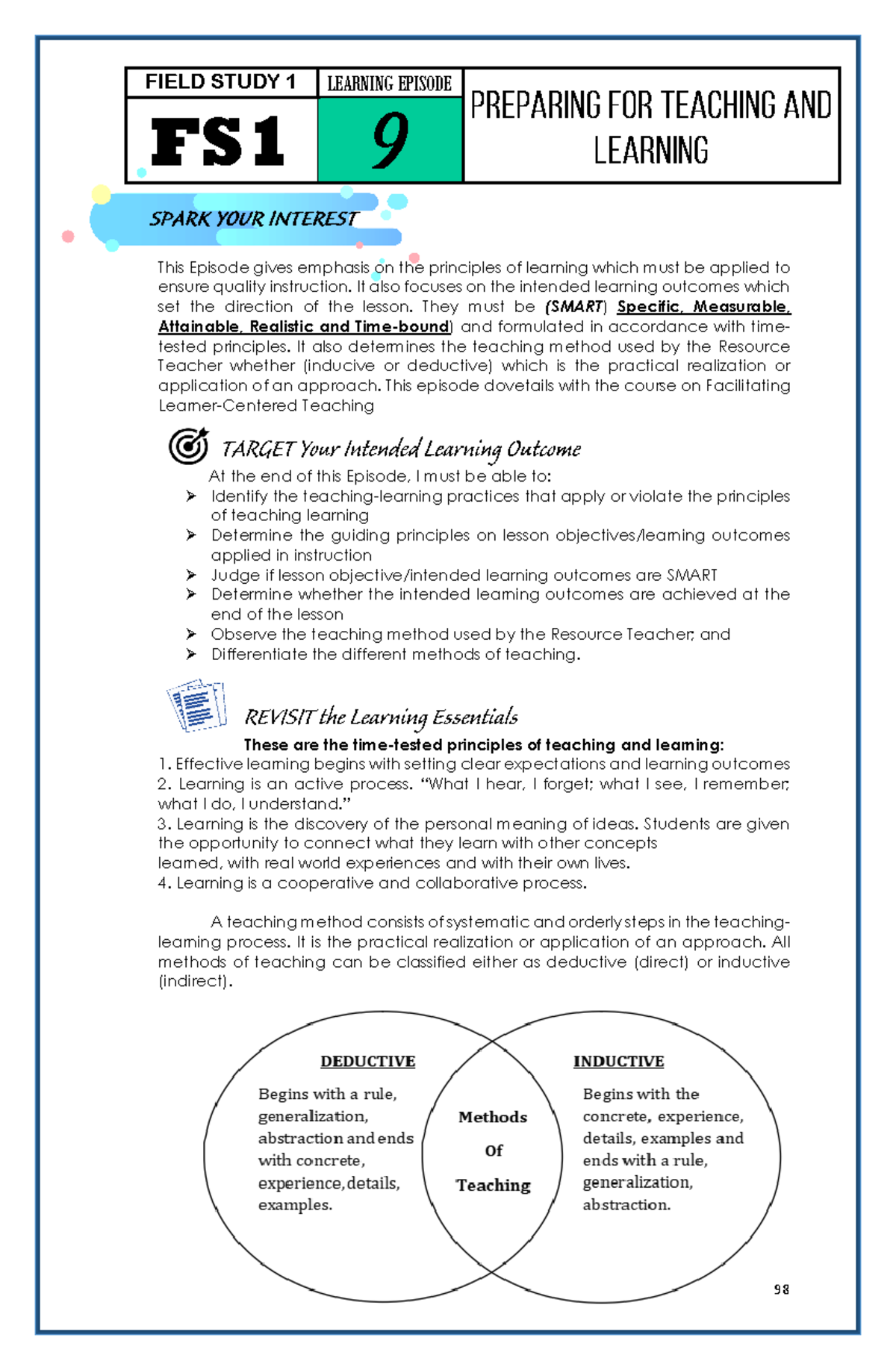 Learning Episode 9-12 - none - This Episode gives emphasis on the ...