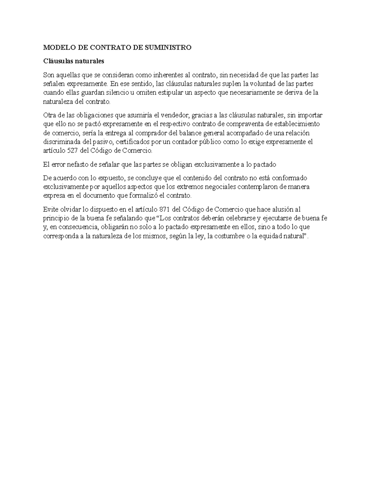 Modelo DE Contrato DE Suministro - MODELO DE CONTRATO DE SUMINISTRO ...