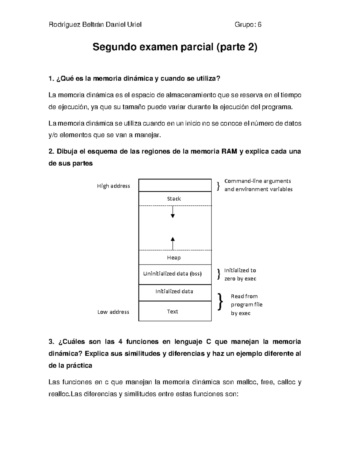 Segundo Parcial EDA - Uninitialized data (bss) Segundo examen parcial ...