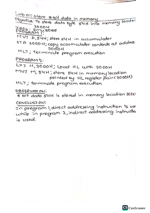 Microprocessor - Lecture notes 1-10 - Chapter- Programming with 8085 ...