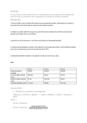 Experiment 6 chm420 - .... - Experiment 4 : acid and base Purpose The purpose of this experiment ...