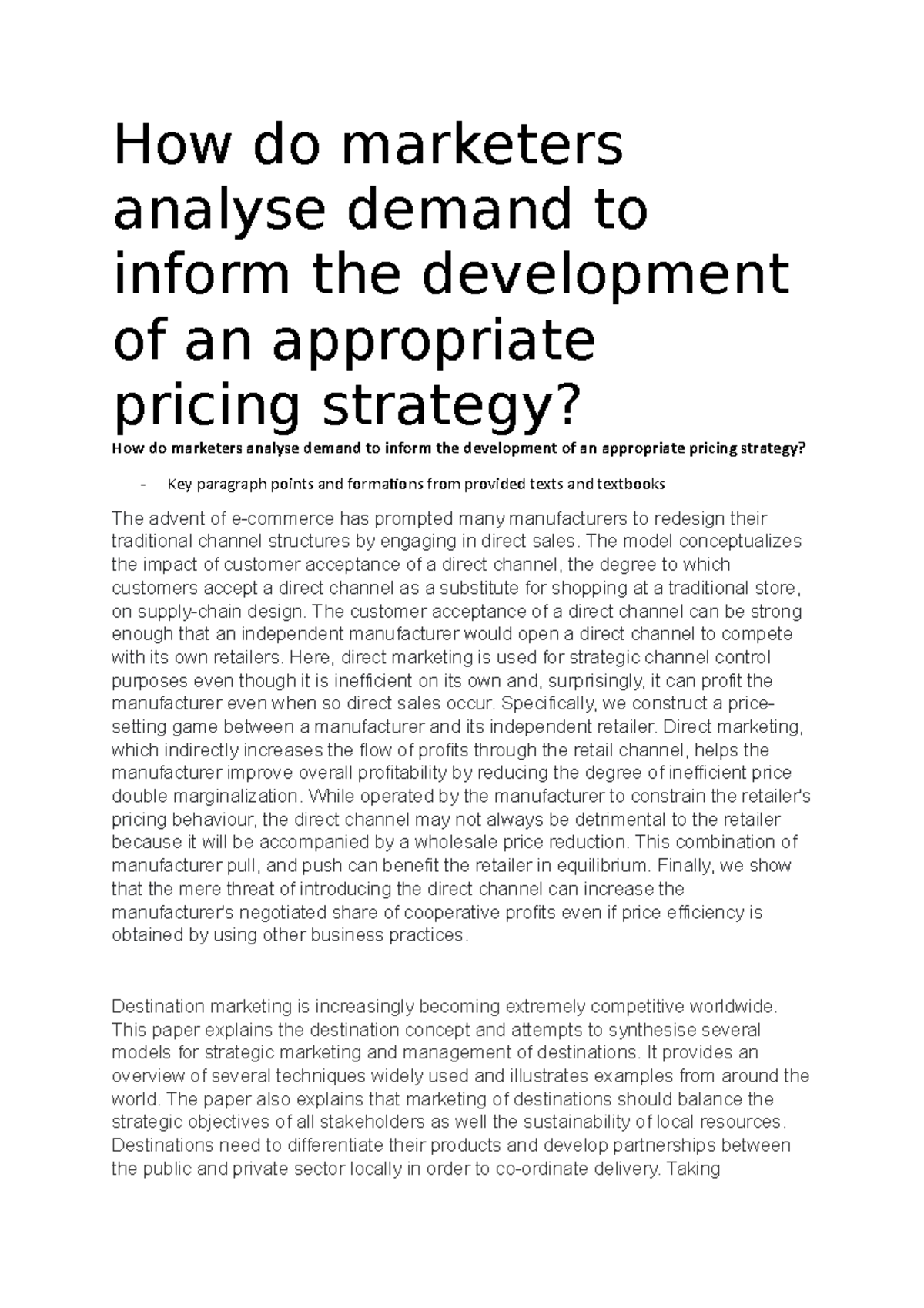 Marketing Foundations Paragraph points - How do marketers analyse ...