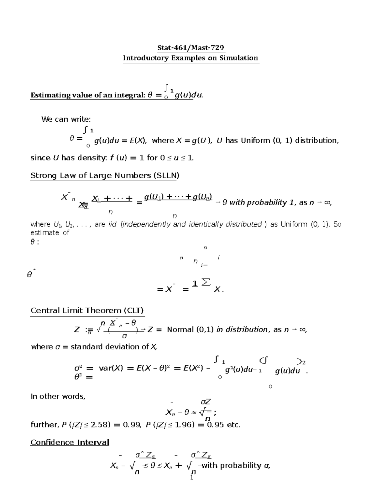 461-Intro Examples - lecture 1 part 1 - 1 Stat-461/Mast- Introductory ...
