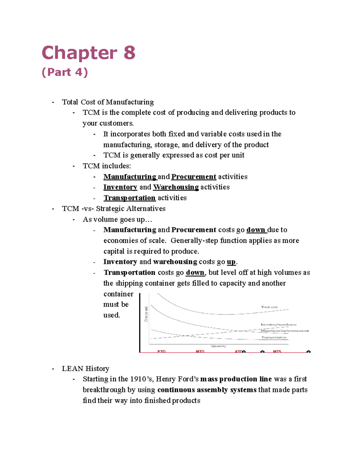 Chapter 8(part4) Supply Chain - Chapter 8 (Part 4) Total Cost of ...