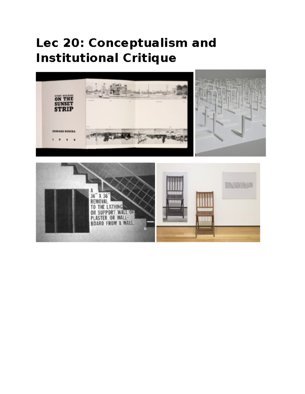 Lec 20 - Conceptualism and Institutional Critique - Lec 20 ...