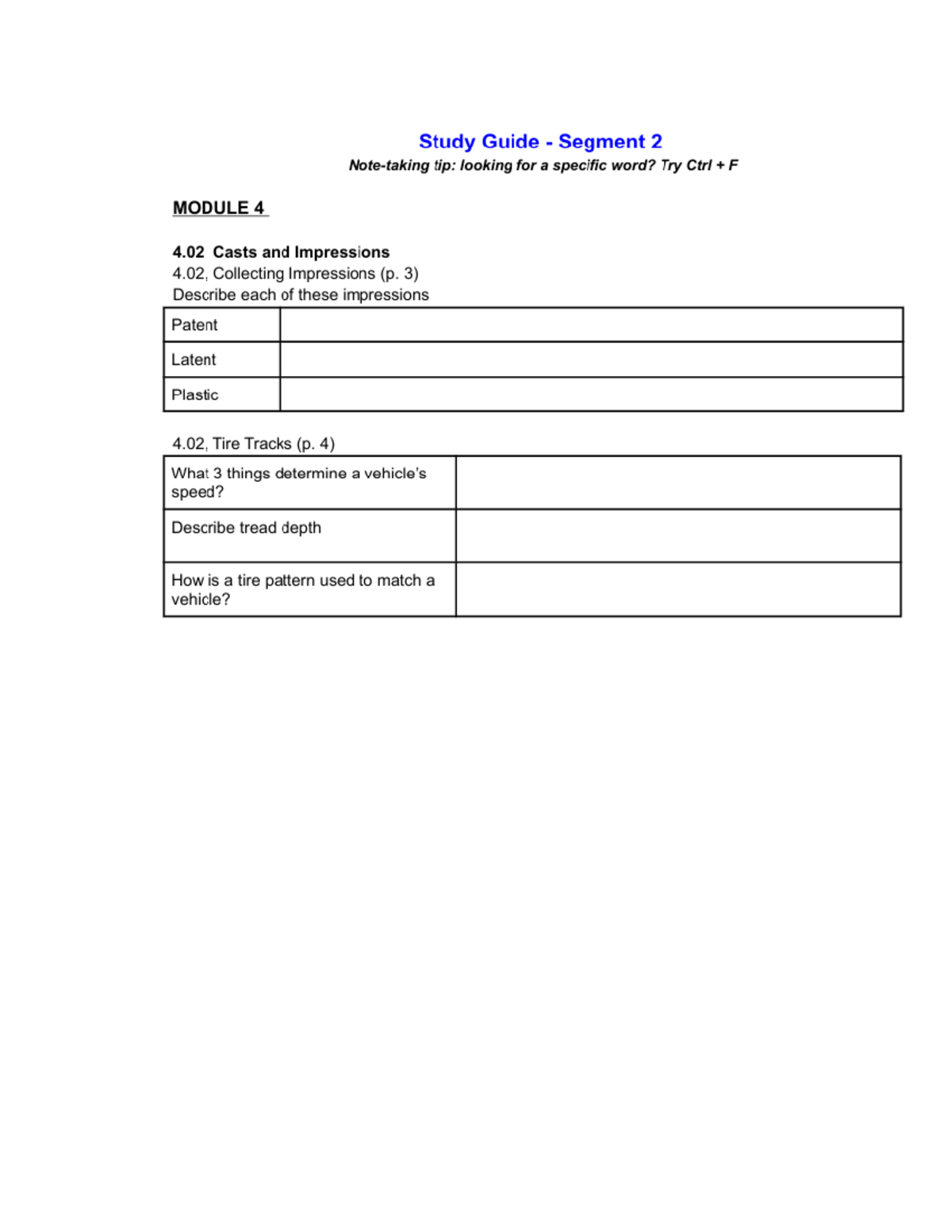 Segment 2 Forensics Notes - Study Guide Segment 2 tip: looking for a ...
