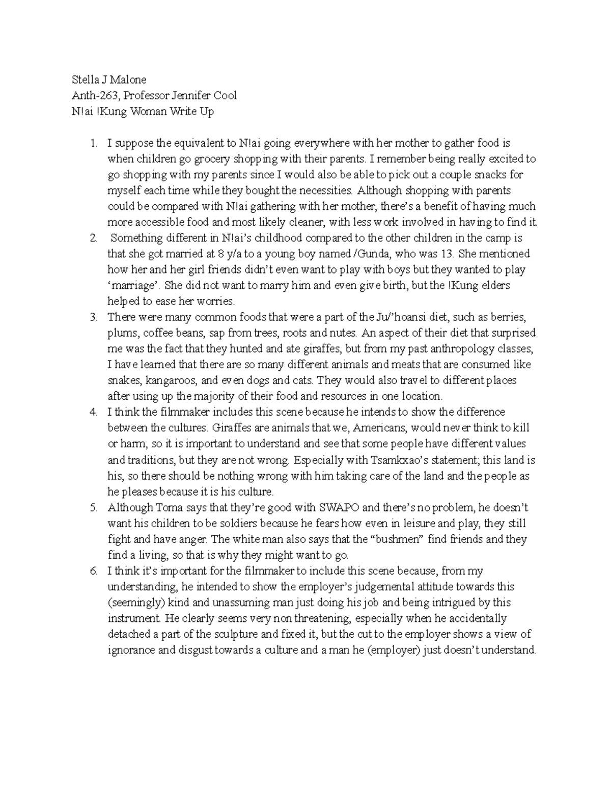 Nai Kung Woman Write Up- Stella M - Google Docs - Stella J Malone Anth ...