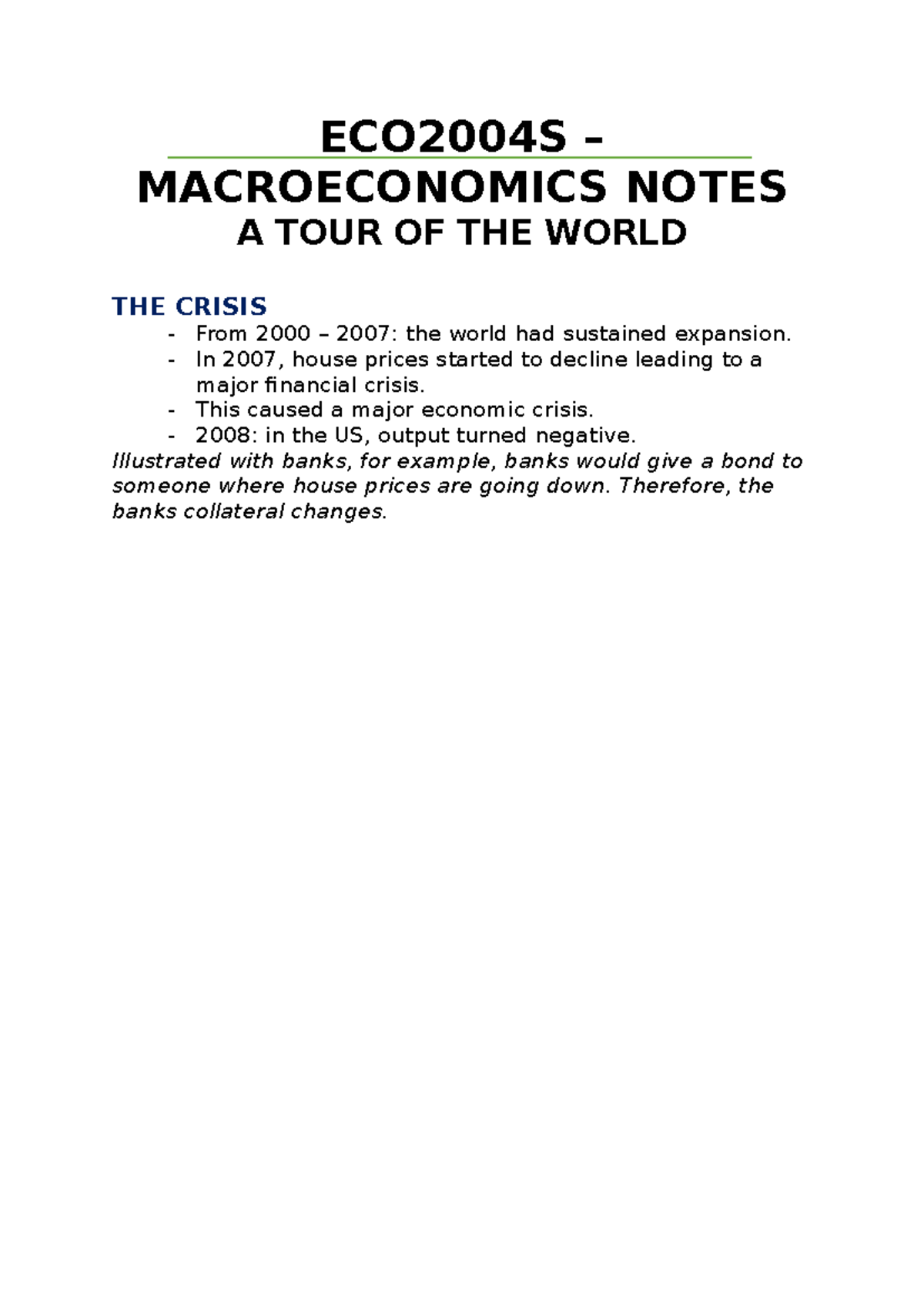Chapter 2 - Chap 2 notes - ECO2004S - ECO2004S – MACROECONOMICS NOTES A ...
