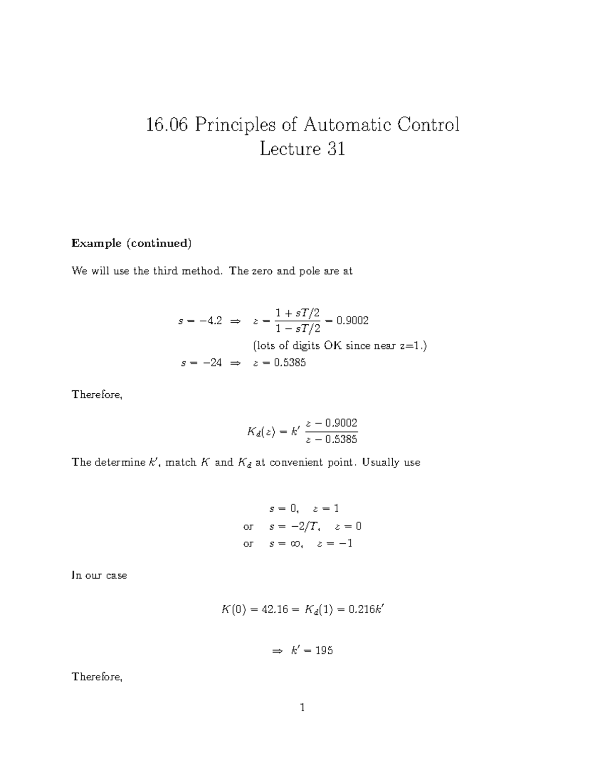 Lecture notes, lectures 31 - 35 - Fall 2012 - 16 Principles of ...