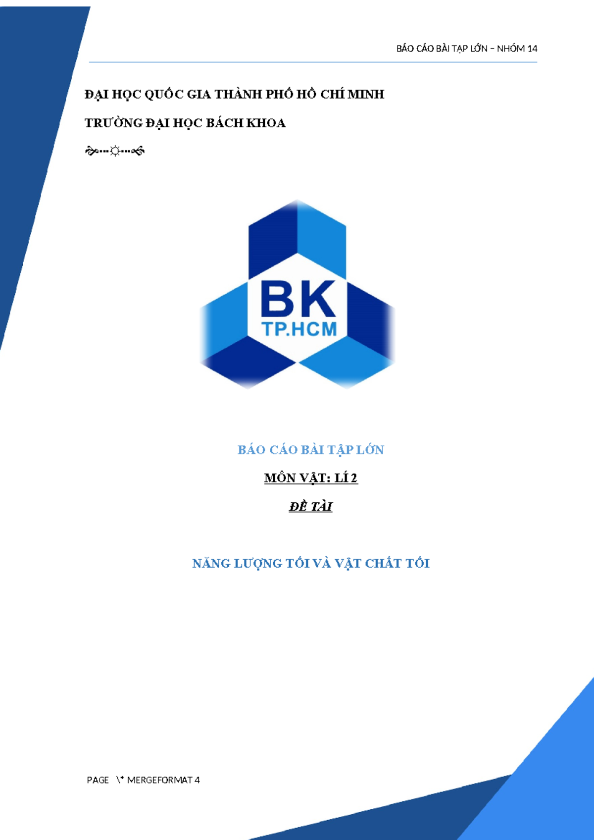 Btl vl2 - BTL vật lí 2 - ĐẠI HỌC QUỐC GIA THÀNH PHỐ HỒ CHÍ MINH TRƯỜNG ĐẠI HỌC BÁCH KHOA ...