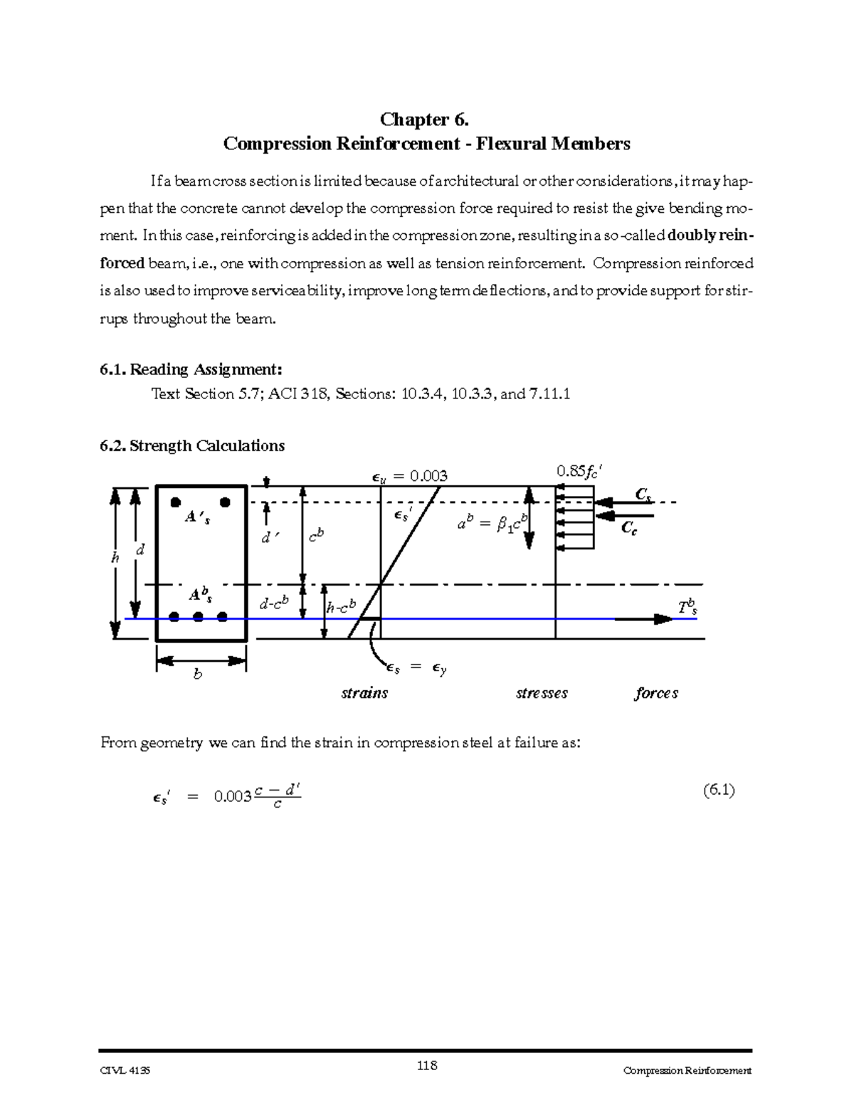 RC Design concept - Chapter 6. Compression Reinforcement - Flexural Members If a beam cross ...