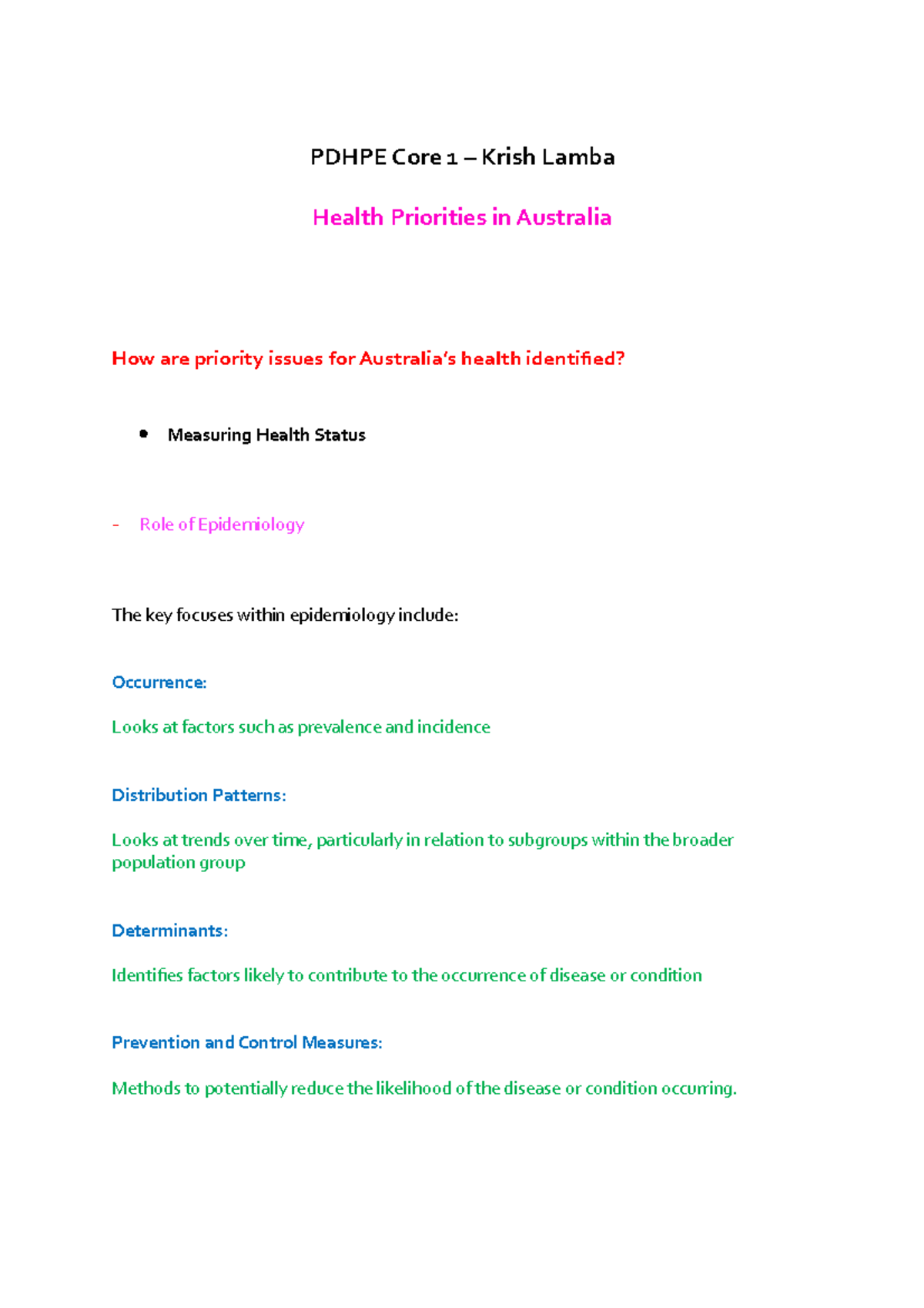 PDHPE Core 1 - Health Priorities in Australia - PDHPE Core 1 – Krish ...