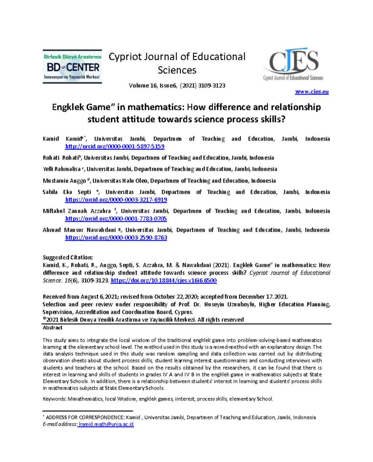 Engklek Game in mathematics How difference and rel - Engklek Game” in ...