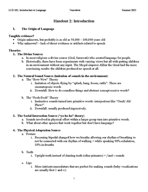 LCD 101 Syntax Handout 1 Summer 2022 - Handout 7: Syntax 1 – Syntactic ...
