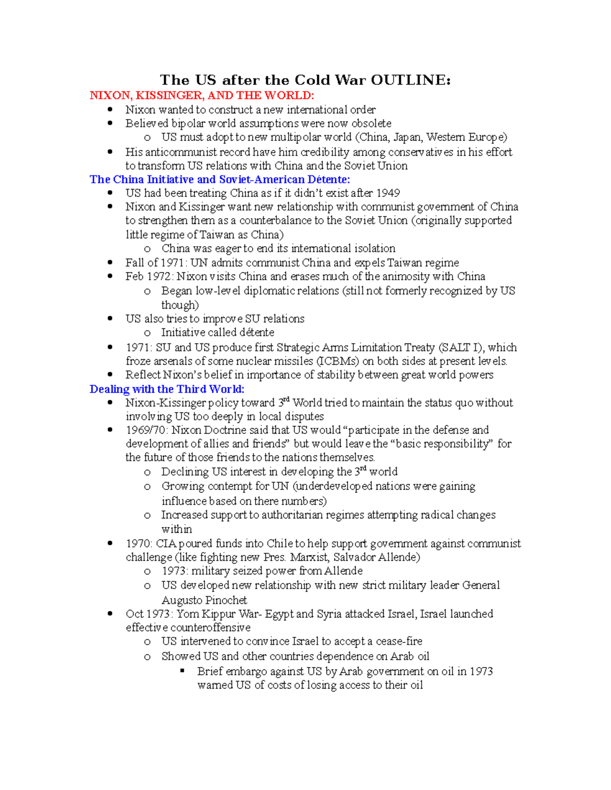 The US after the Cold War Outline - The US after the Cold War OUTLINE ...