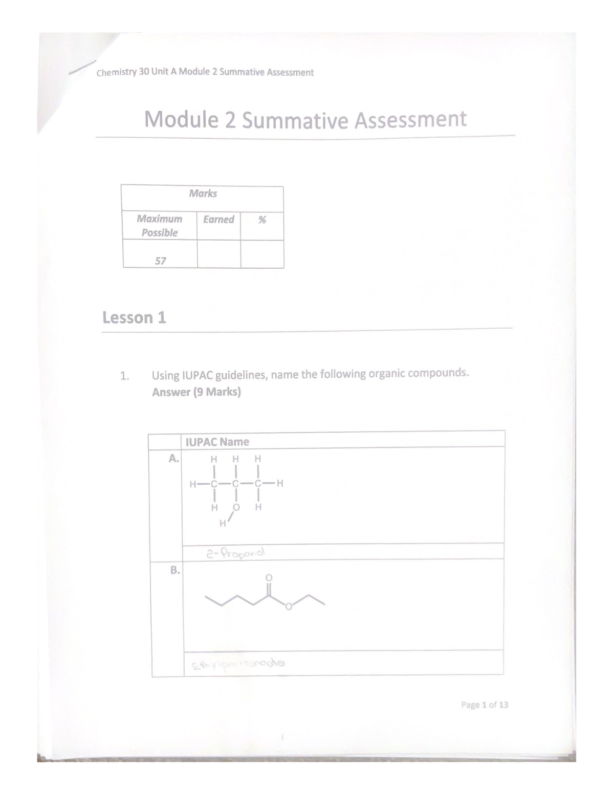 Module 2 Summative Assessment - Chemistry 351 - Studocu