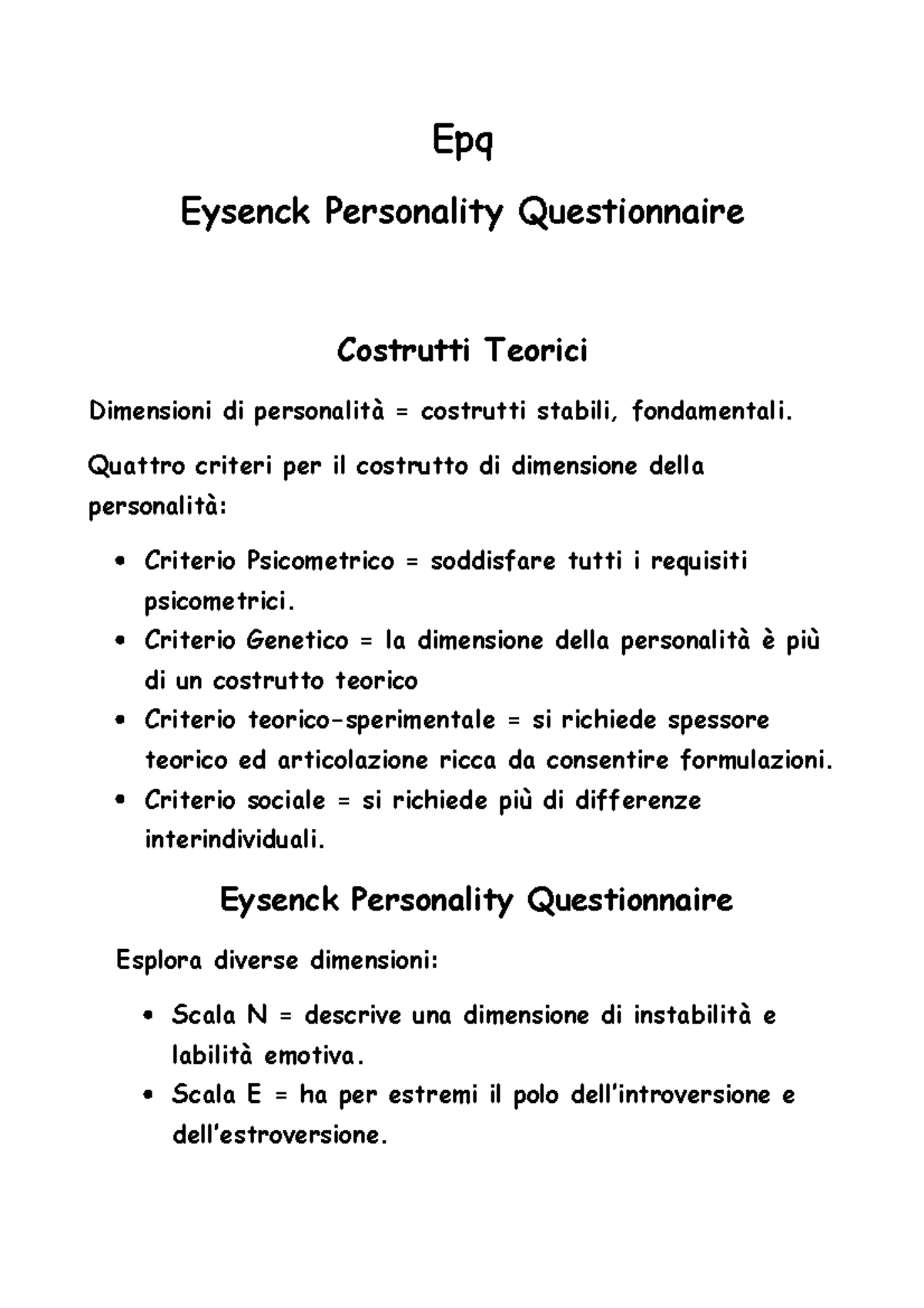 Eysenck Personality Questionnaire (Epq) - Epq Eysenck Personality ...