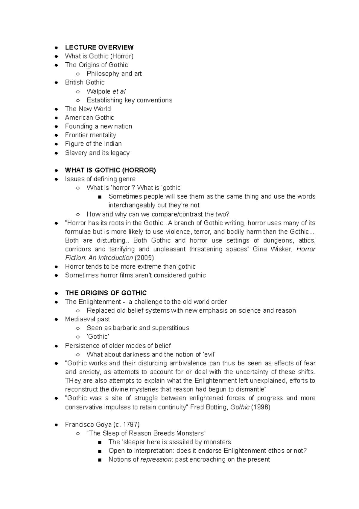 Genre L5(Gothic Intro) - LECTURE OVERVIEW What is Gothic - Studocu