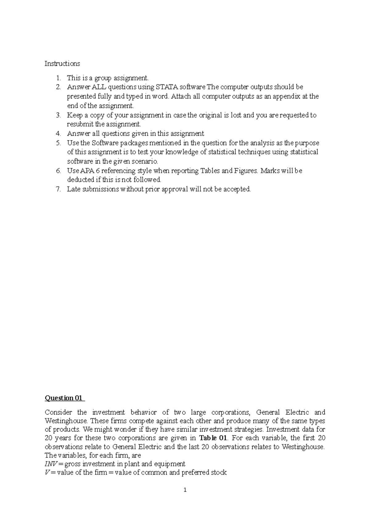 Assignment 01 - assigmnet - Instructions This is a group assignment ...