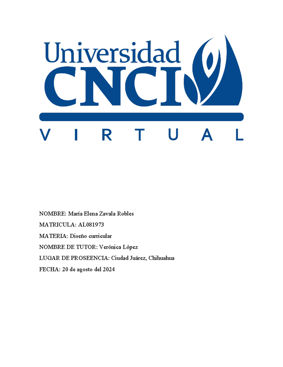 Proyecto Modular diseño curricular - NOMBRE: María Elena Zavala Robles ...