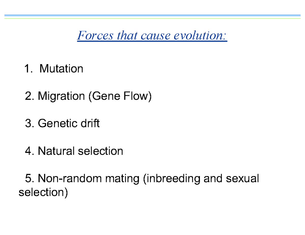 Lecture 4 - Forces that cause evolution: Mutation Migration (Gene Flow ...