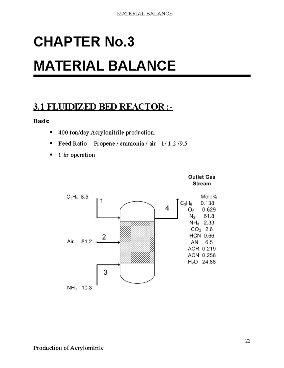 3 material balance - CHAPTER No. MATERIAL BALANCE 3 FLUIDIZED BED ...